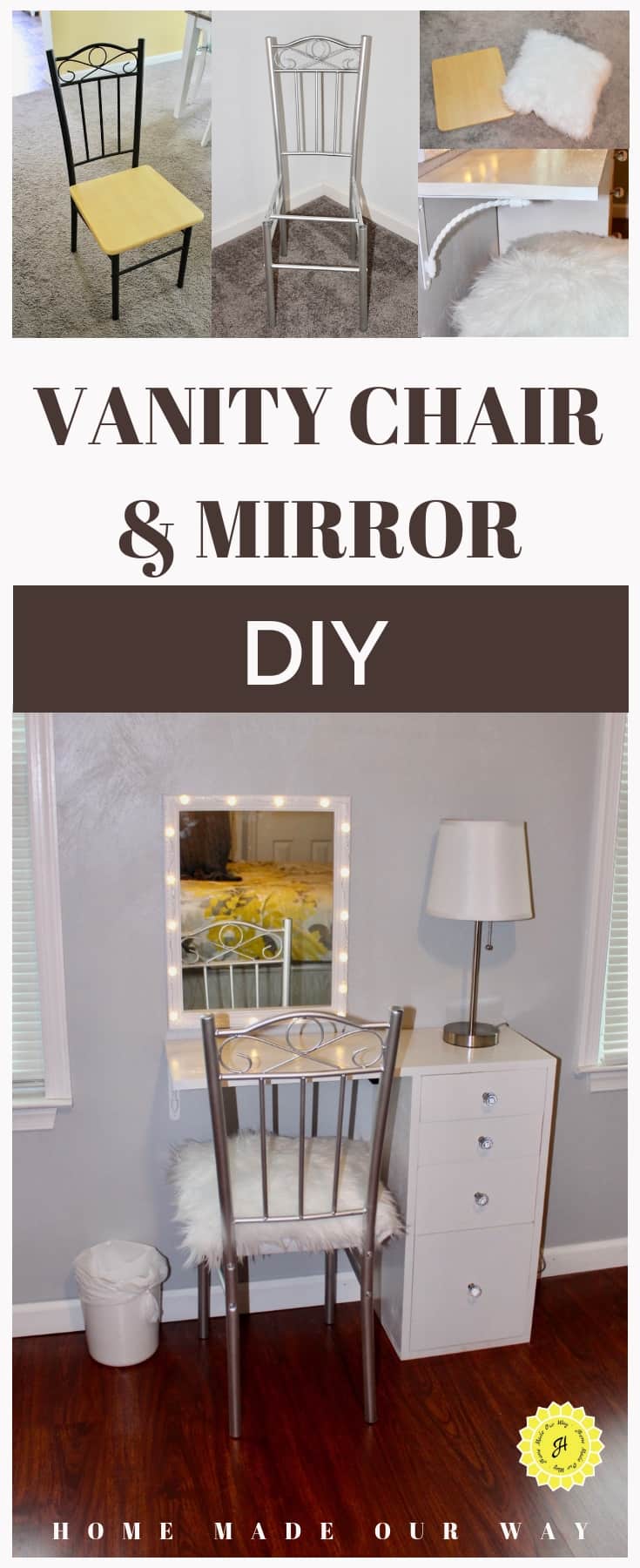 Vanity Chair and Mirror DIY - Putting Together a Small Vanity