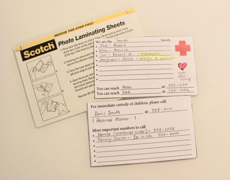 Emergency Cards for You and Your Family at Home Made Our Way